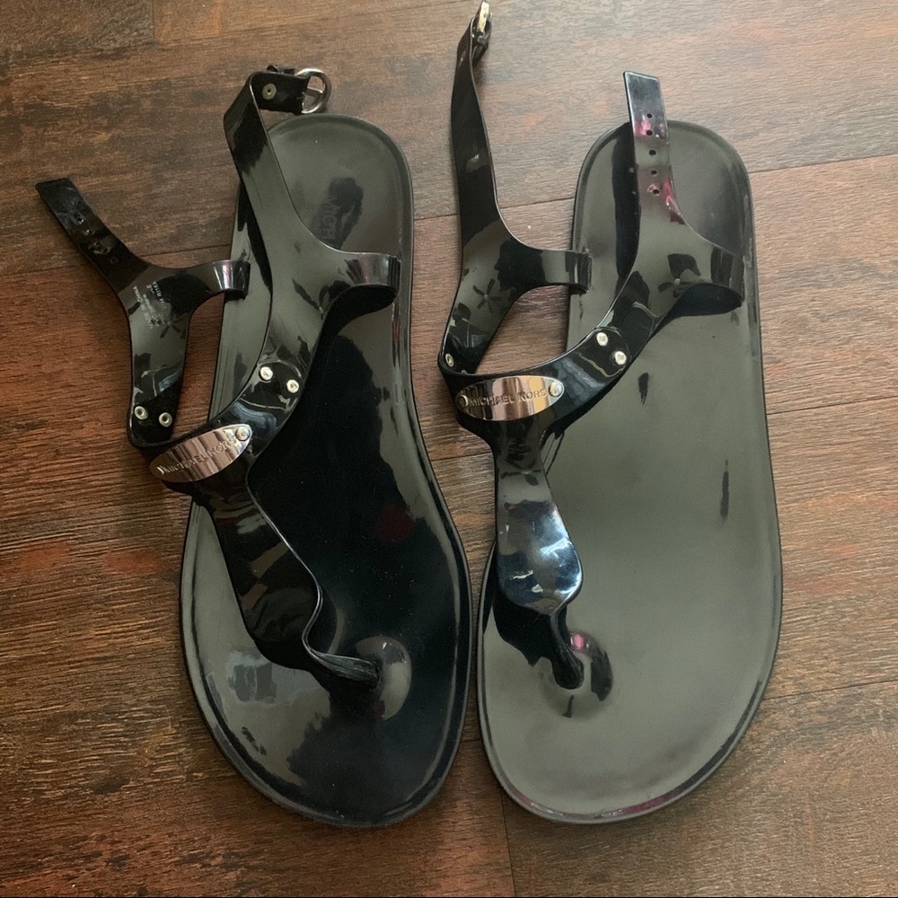 Michael Kors Pvc Logo Flat Sandals - Gem